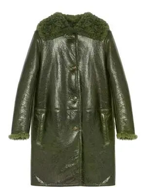 YVES SALOMON Patent-finish Leather Coat - Green