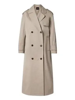 Theory Double-breasted Cotton-blend Gabardine Trench Coat - Brown