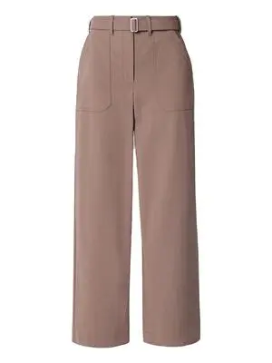 Theory Belted Straight-leg Twill Pants - Brown