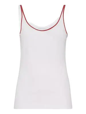 Brunello Cucinelli Piped-trim Jersey Tank Top - White