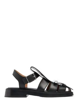 Alexander McQueen MCQUEEN Leather Sandals Black,silver