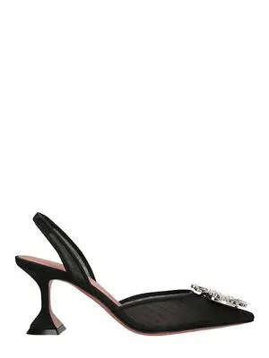 Amina Muaddi Begum Sling 70 Heeled Mesh Sandals - Black