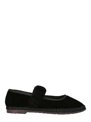 FLABELUS Mafalda Scrunched-strap Cotton-velvet Ballet Flats - Black