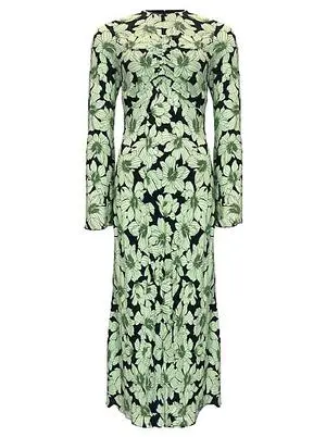RO&ZO Floral-print Flute-sleeve Woven Midi Dress - Flute Sleeve Dress