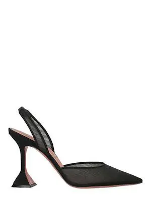 Amina Muaddi Holli 95 Slingback Mesh Courts - Black