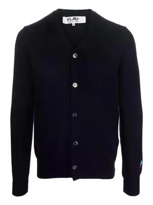 Play Comme Des Garcon X The Artist Invader Wool Cardigan - Blue