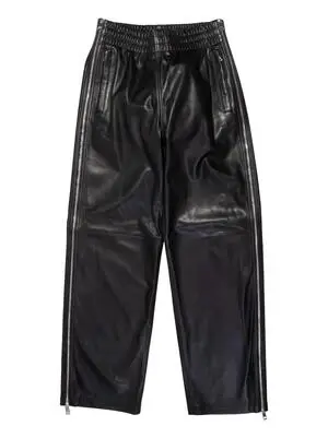 PURPLE BRAND Side-zip Leather Trousers - Black