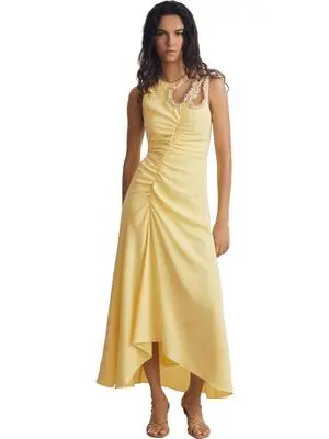 REISS Elizabeth Atelier Embellished Shoulder Maxi Dress - Yellow