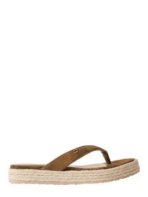 GIANVITO ROSSI Embellished Suede Platform Espadrille Flip Flops - Brown