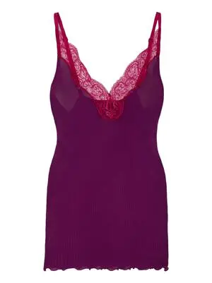 Saint Laurent Lace-trimmed Silk Tank - Purple