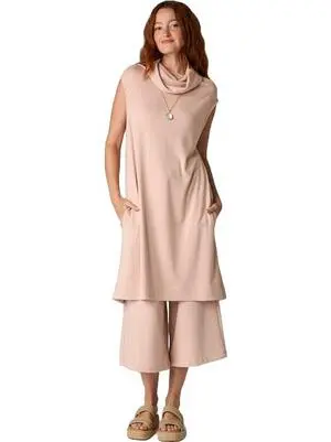 EAVOLU Sleeveless Funnel Neck Tunic/dress - Rose Quartz