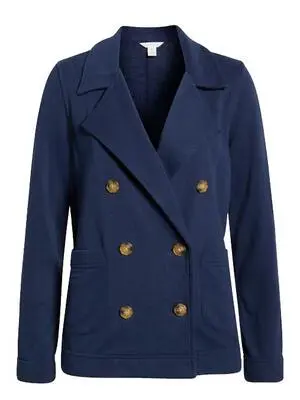 Caslon Caslon(r) Double Breasted Knit Blazer Navy Still