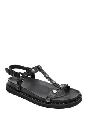 Ash Ugo Studded Ankle Strap Sandals - Black