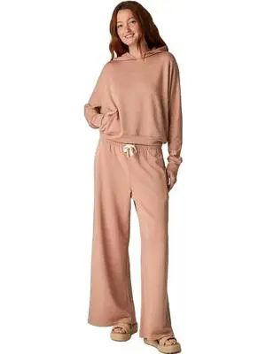 EAVOLU Baikal Eco-Luxe Fleece Wide-Leg Long Pant Desert Sand