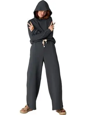 EAVOLU Baikal Eco-Luxe Fleece Wide-Leg Long Pant Slate