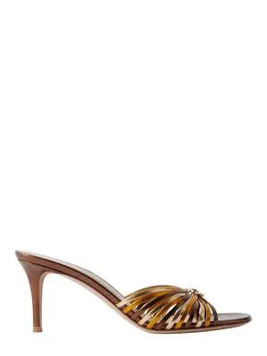 GIANVITO ROSSI Vyna Metallic Leather Mules - Brown