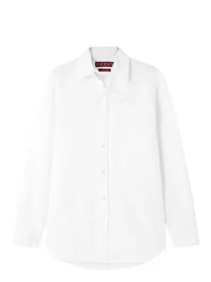Gucci Tie-neck Cotton-poplin Shirt - White