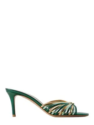 GIANVITO ROSSI Gianvito Rossi Vyna 70 Logo-Embellished Leather Mules Emerald