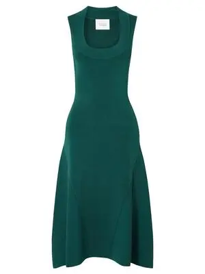 Galvan Claudia Paneled Stretch-knit Midi Dress - Green