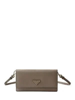 Prada Mini Saffiano Leather Shoulder Bag - Grey