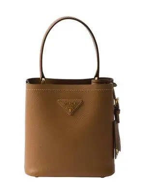 Prada Saffiano Leather Panier Top-Handle Bucket Bag Brown