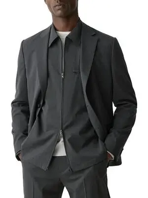 Theory Clinton Travel Motion Wool Blend Blazer - Charcoal Melange