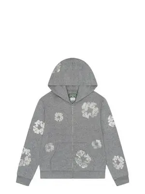 DENIM TEARS Cashmere Swarovski Cotton Wreath Zip Hoodie - Grey