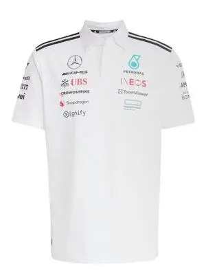 Adidas Mercedes Amg Petronas Formula One Team Polo Shirt - White Melange/black