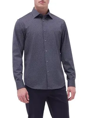 Bugatchi James Ooohcotton® Diamond Check Button-up Shirt Black