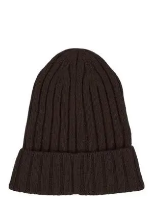 SSKEIN SSKEIN Ribbed Baby Alpaca Beanie Brown Heather