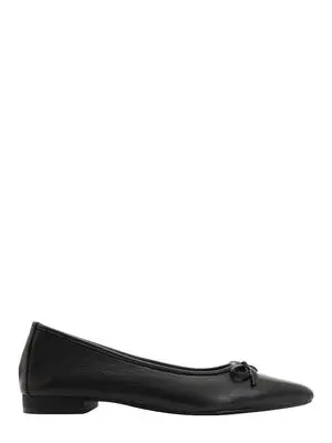 FOREVER & ALWAYS SHOES Forever & Always Shoes Ruby Leather Pointed Toe Ballerinas Black Leather