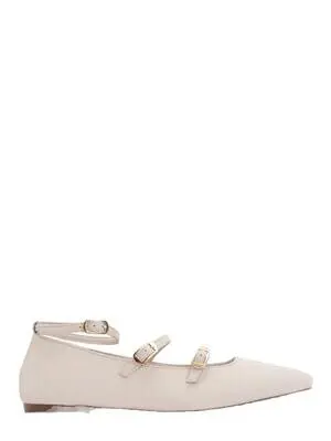 FOREVER & ALWAYS SHOES Serena Leather Mary Jane Flats - White Leather