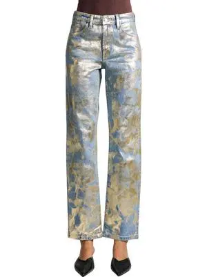 KANCAN Nerissa High Rise Straight Jeans - Light Wash / Silver