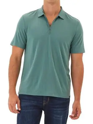 THREADS 4 THOUGHT Erick Solid Peached Piqué Zip Polo - Watercress