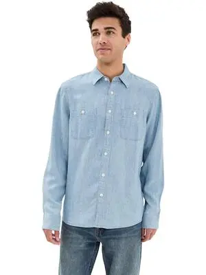 Faherty Brand Tried And True Chambray Workshirt - Vintage Indigo