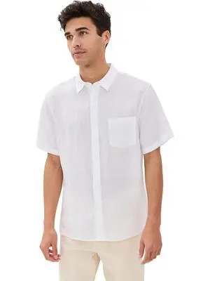 Vince Linen Short Sleeve Shirt - Optic White