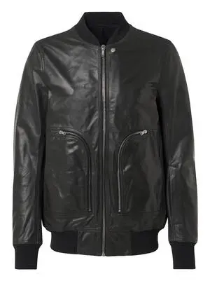 Rick Owens Bauhaus Flight Leather Bomber Jacket - Black