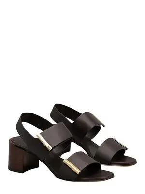 TOD'S Leather Slingback Sandals - Dark Brown