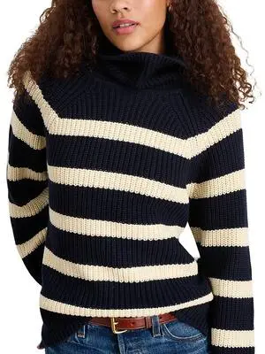 ALEX MILL Chelsea Turtleneck Sweater - Navy/ivory