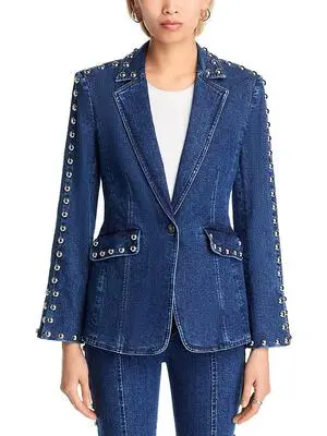 Cinq À Sept Studded Denim Milly Blazer - Oceane