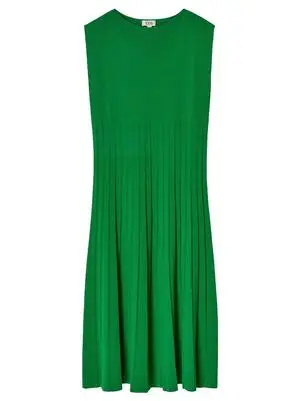 Cos Knitted Pleated Maxi Dress Green