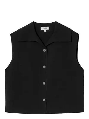 Cos Collared Knitted Vest - Black