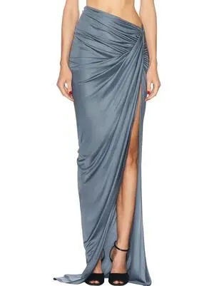 Atlein Draped Asymmetric Skirt Orage