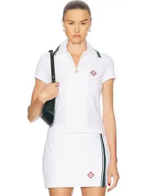Casablanca Monogram Polo Top - Bright White