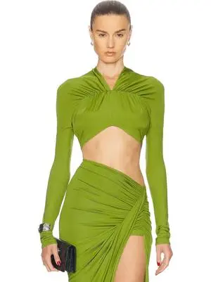 Atlein V-neck Cropped Top - Lime