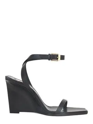 Saint Laurent Leather Wedge Sandals - Nero