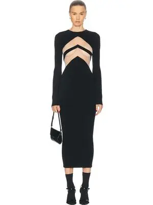 JEAN PAUL GAULTIER Transparent Chevron Long Dress - Black