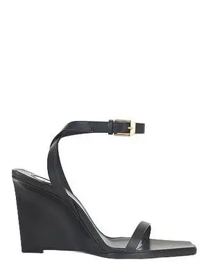 Saint Laurent Leather Wedge Sandal - Nero