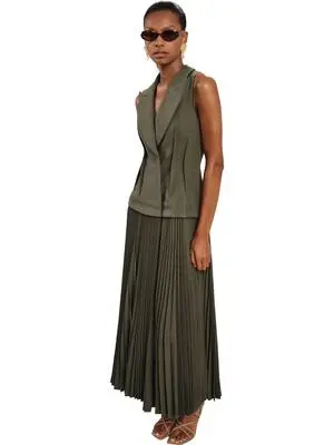 Acler Stinford Pleated Midi Dress - Dark Olive Green
