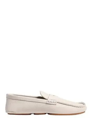 Khaite Billy Loafer In Pebbled Leather Light Grey